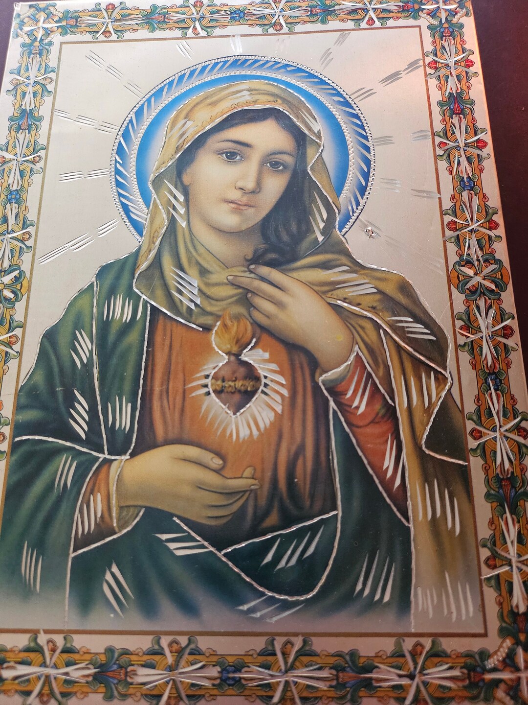 Vintage Metal Icon of the Blessed Heart of Mary - Etsy
