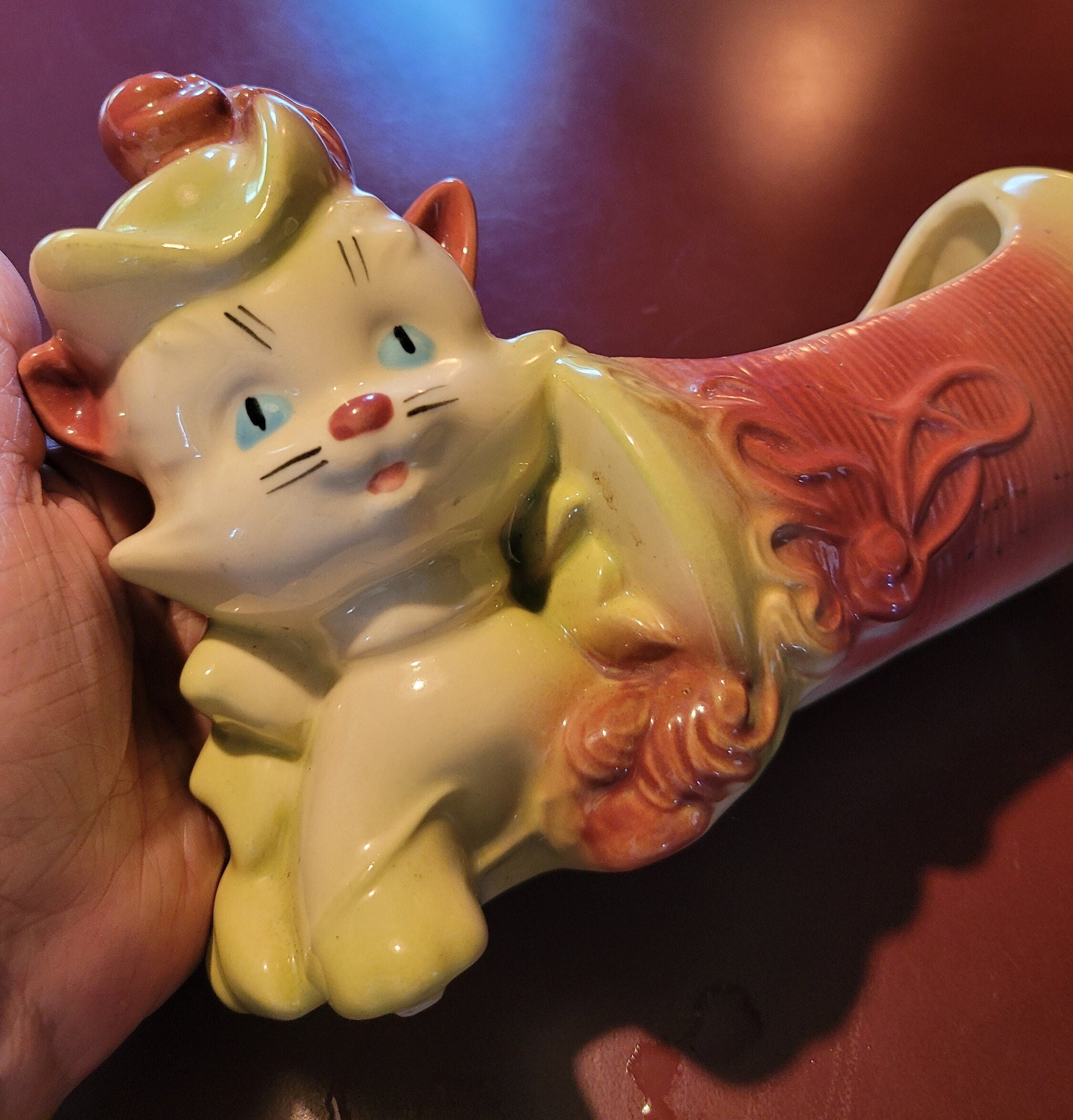 Fun MCM Kitty and Spool of Thread Planter....toooo Sweet! - Etsy