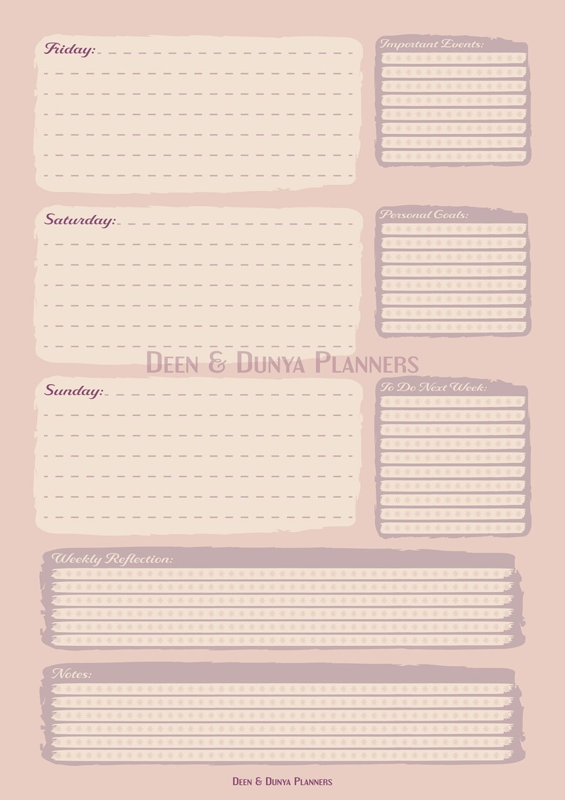 Weekly Planner Muslim Printable Printable Planner Islamic - Etsy