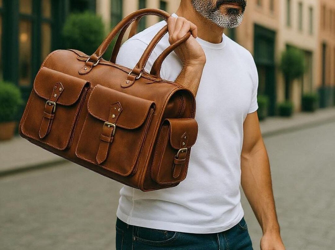 Leather Men's Travel Bag Pattern: Overnight Duffle, Work Handbag (PDF ...