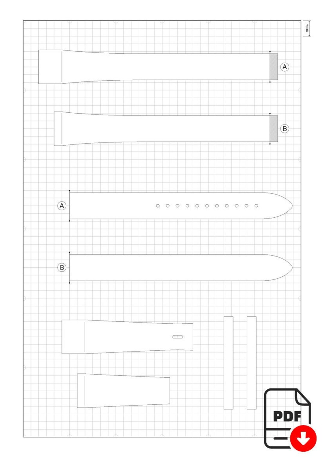 DIY Pdf Leather Apple Watch Band Pattern, DIY Apple Watch Pattern PDF ...