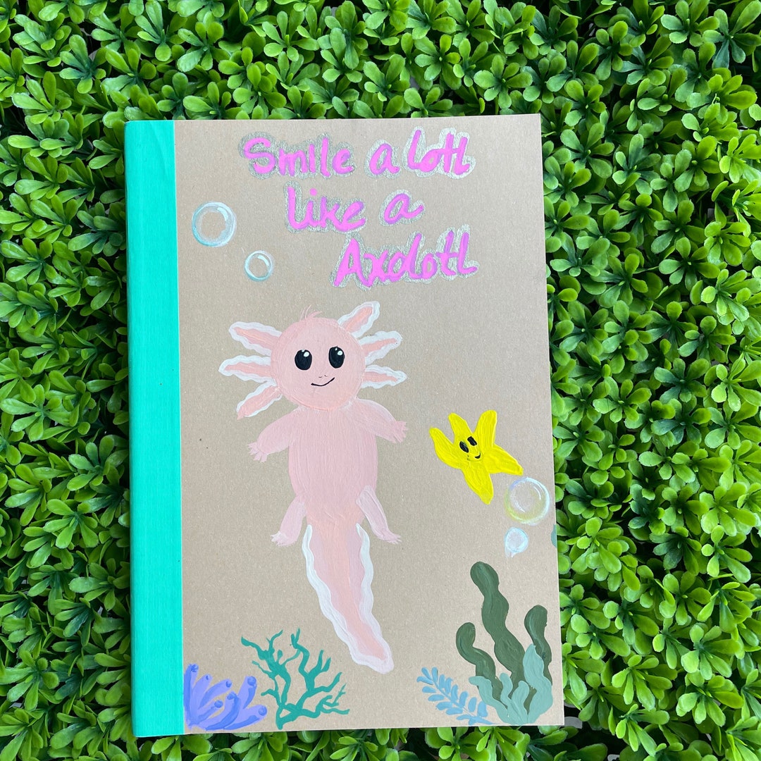 Axolotl Lover Handpainted Journal Flower Nature Lover Lined Pages ...