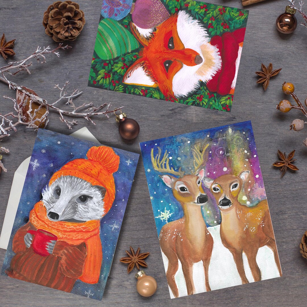 Assorted Christmas Card Set, Holiday Cards Pack (choose Your Pack Size ...