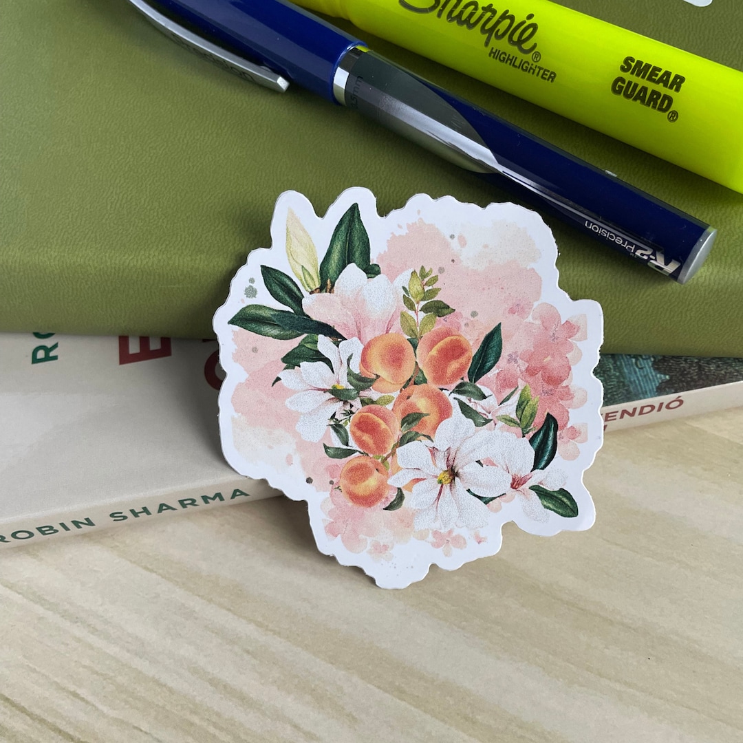 Magnolias and Peach Water Bottle Sticker Floral Nature Lover Sticker ...