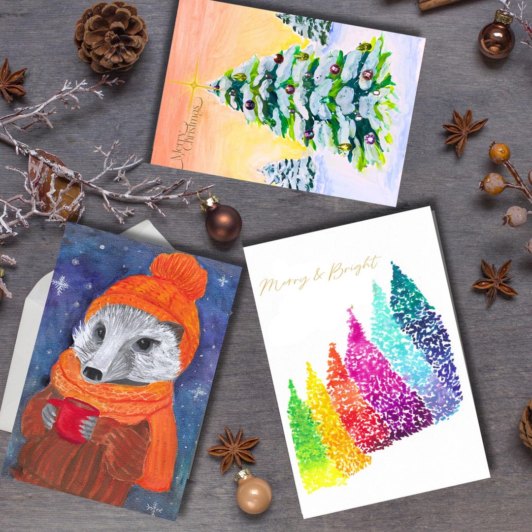 Assorted Christmas Card Set, Holiday Cards Pack (choose Your Pack Size ...
