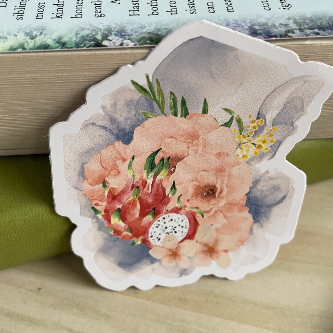 Water Bottle Sticker Dragon Fruit and Flower Floral Nature Lover ...