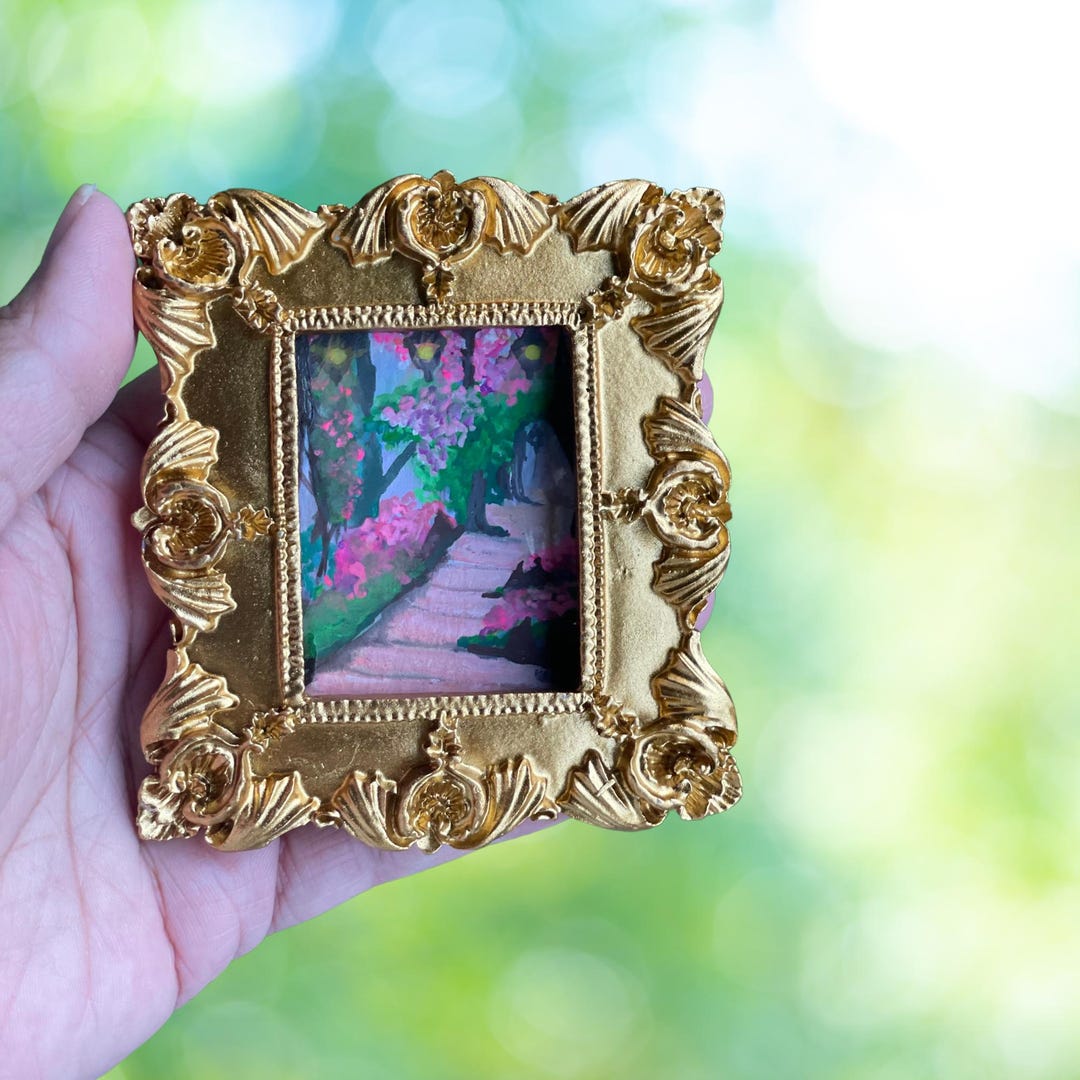 Floral Pathway Mini Art: Antique Style Gold Frame, Magnetic Valentine ...