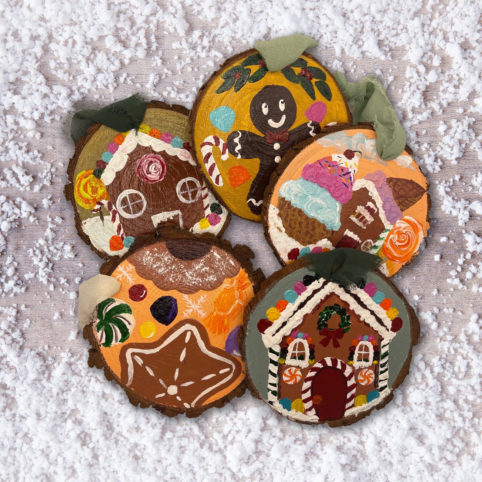 Sweeter Than Ever: Gingerbread Man & Candies Wooden Circle Christmas ...