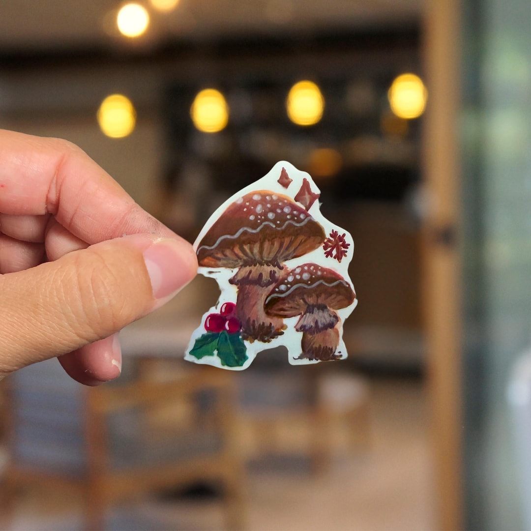 Gingerbread Christmas Mushrooms Whimsical Holiday Sticker - Etsy