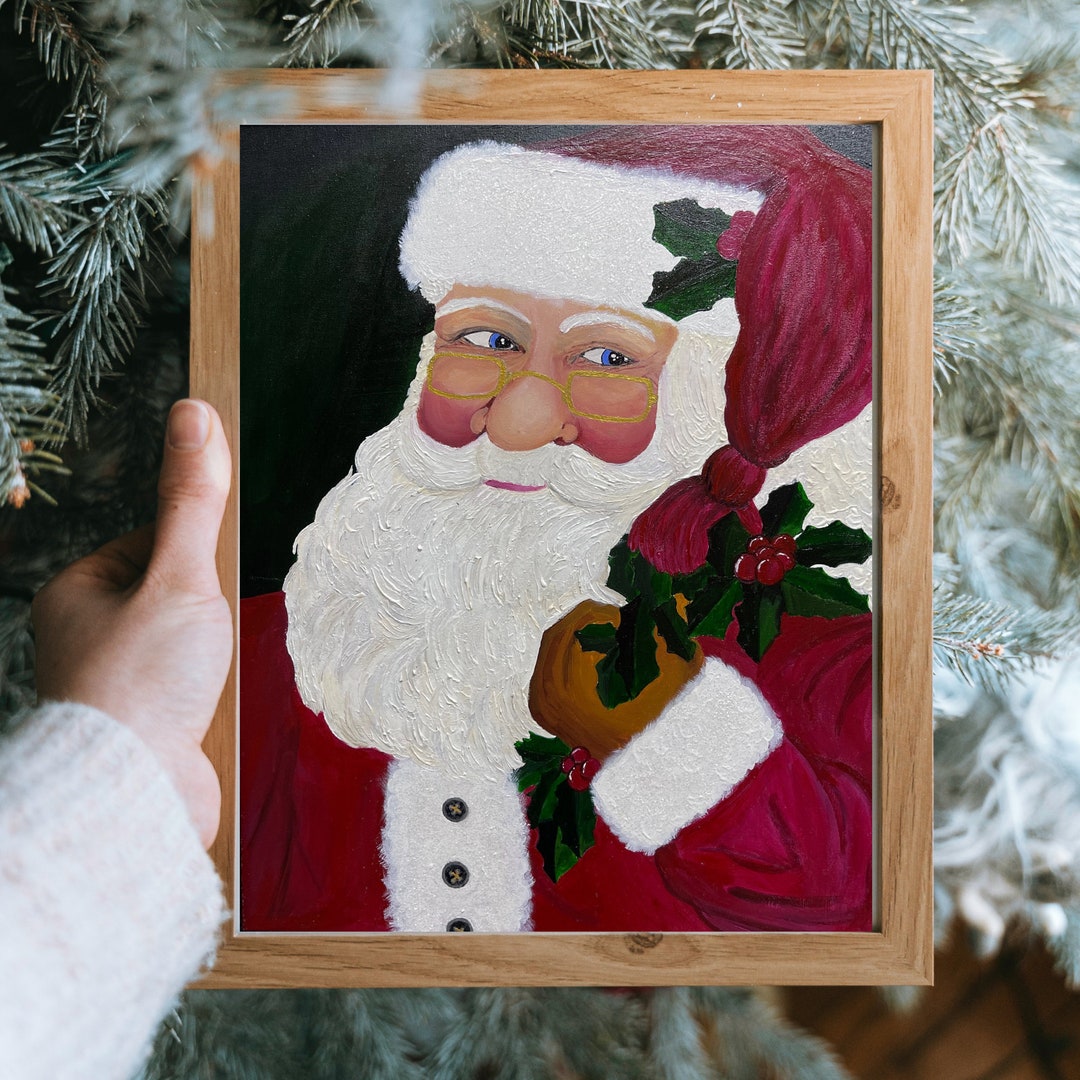 Santa Claus Portrait Art Print Santa Delight Christmas Decor Wall ...