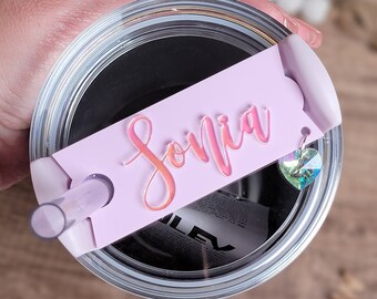 Cow Print Tumbler Tag, Tumbler Name Plate, Personalized Tumbler Topper ...