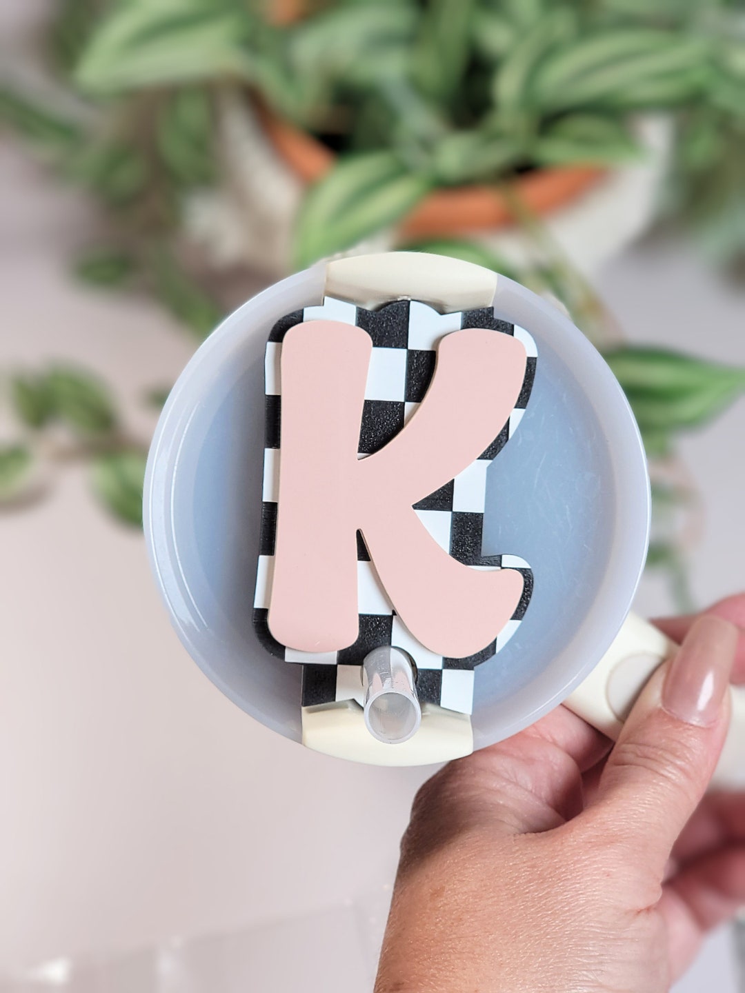 Checkered Monogram Stanley Topper Stanley Name Plate - Etsy