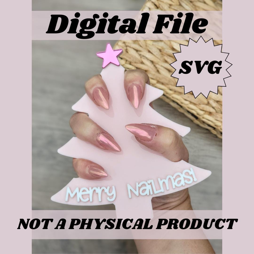 Christmas Tree Nailfie Disc SVG, Holiday Nails Prop SVG, Photography ...