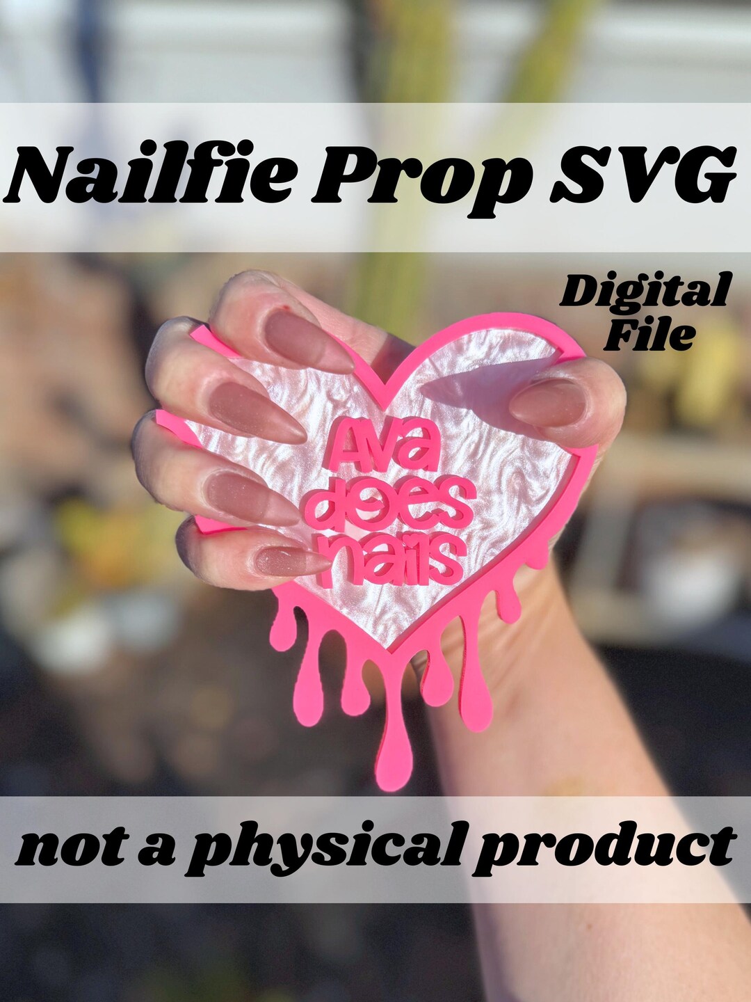 Dripping Heart Nailfie Disc, Valentine's Day Nail Photo Prop, 3d ...
