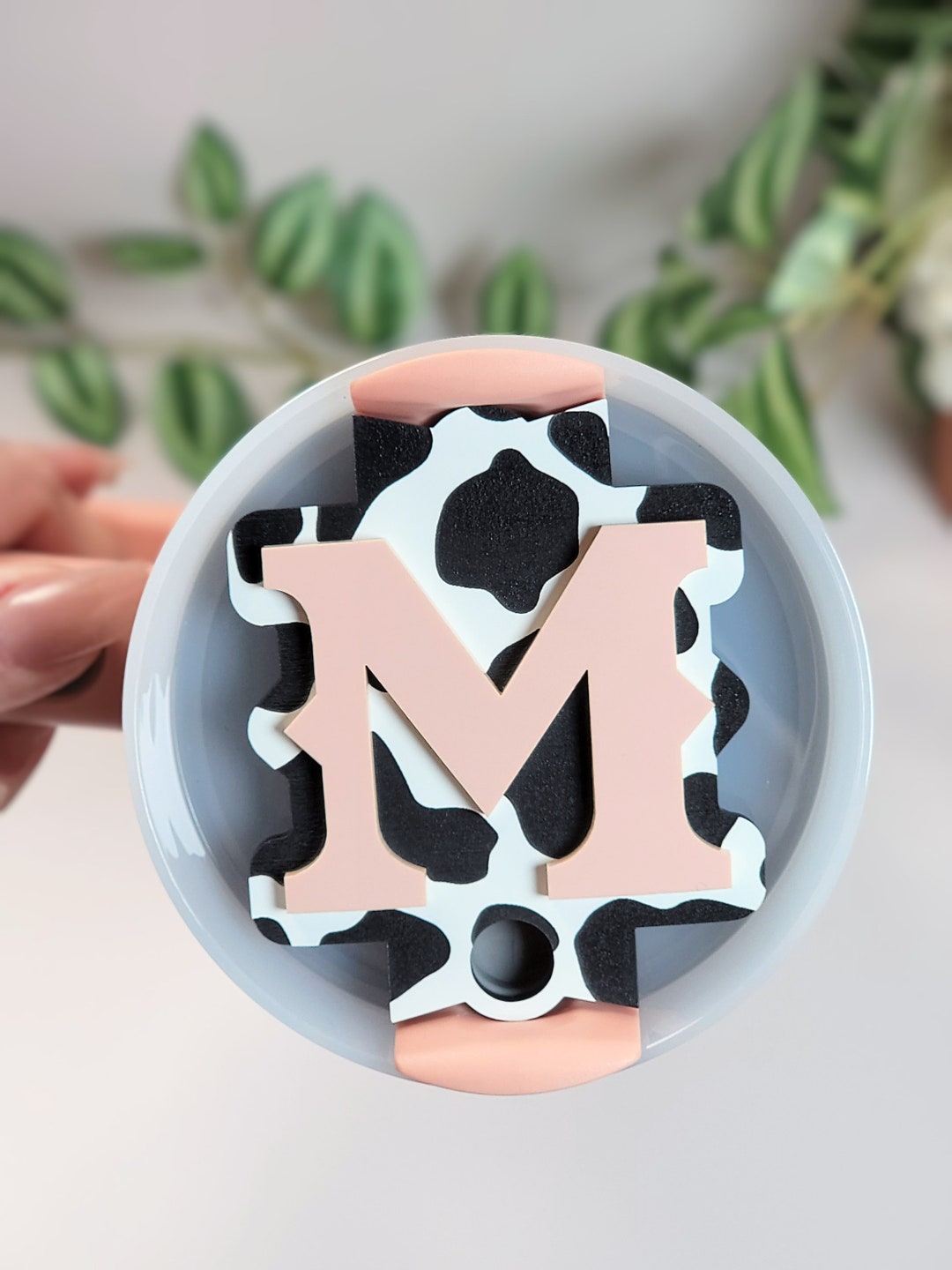 Cow Print Monogram Stanley Topper, Stanley Name Plate, Personalized ...
