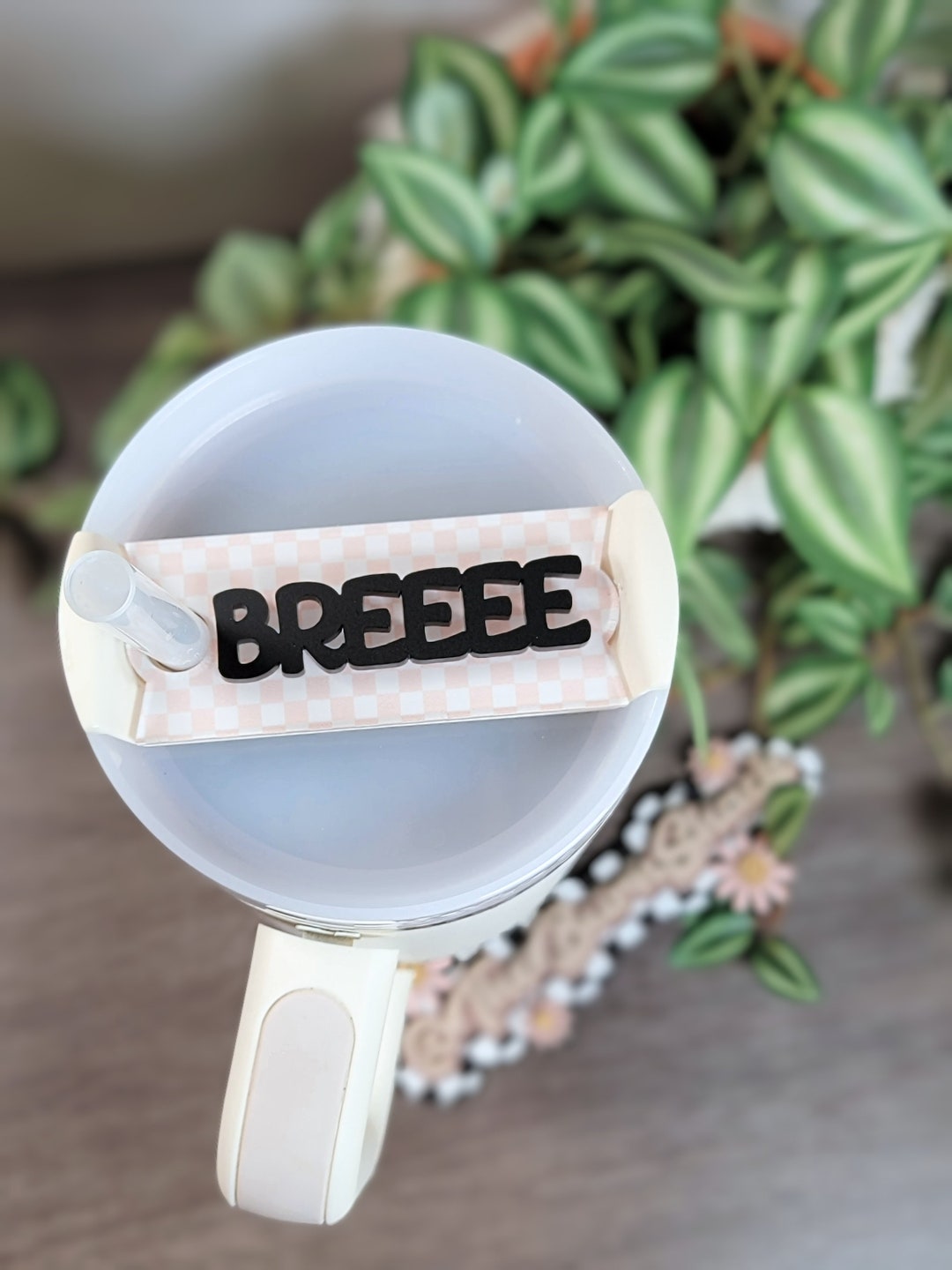 Checkered Tumbler Tag, Tumbler Name Plate, Personalized Tumbler Topper ...