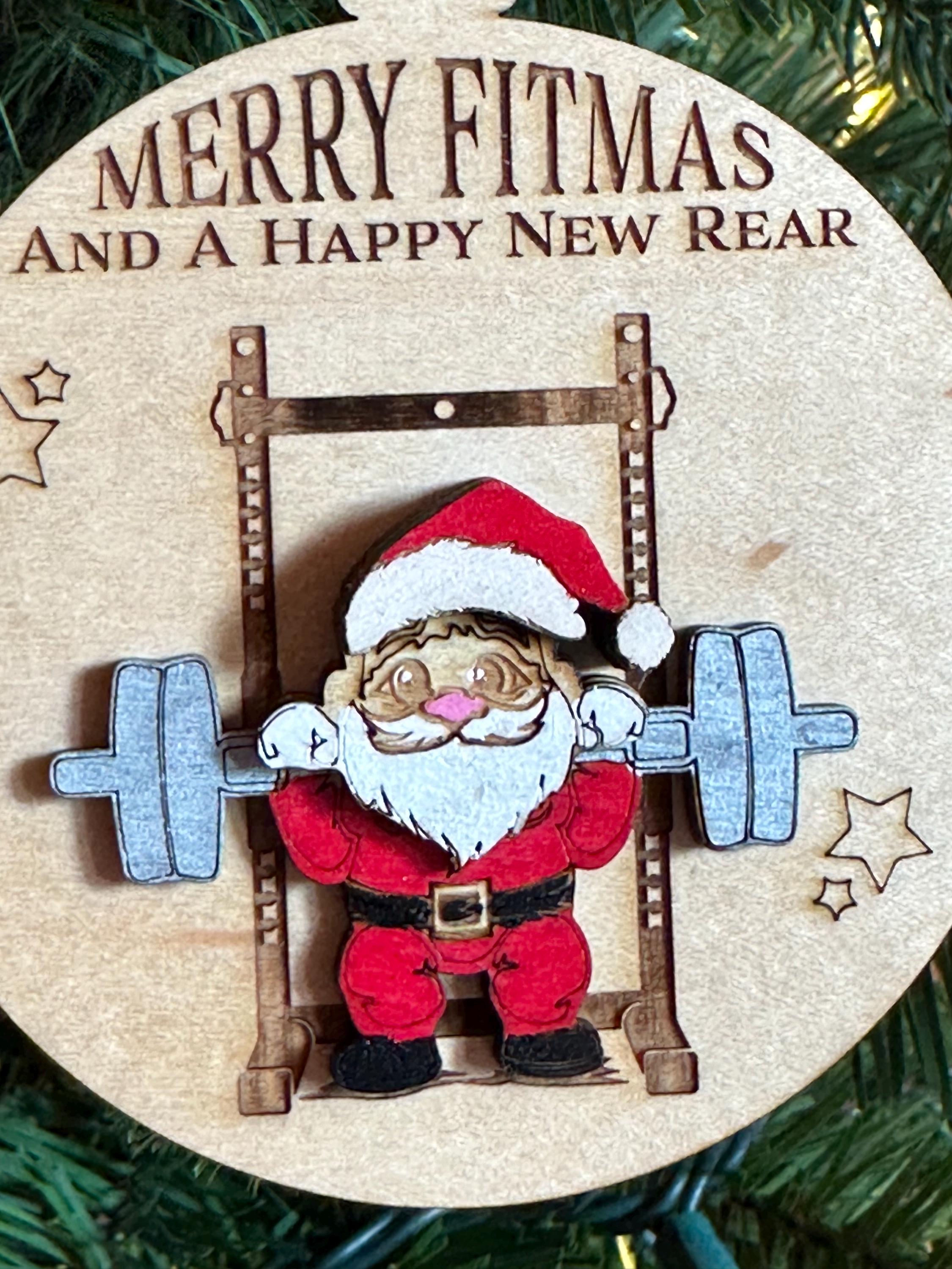 Merry Fitmas Santa Ornament: Weightlifting Gym Christmas Decor - Etsy