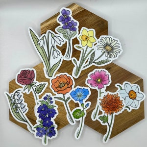Birthflower Sticker | Birth Month Decor | Waterproof Vinyl | Gifts for ...