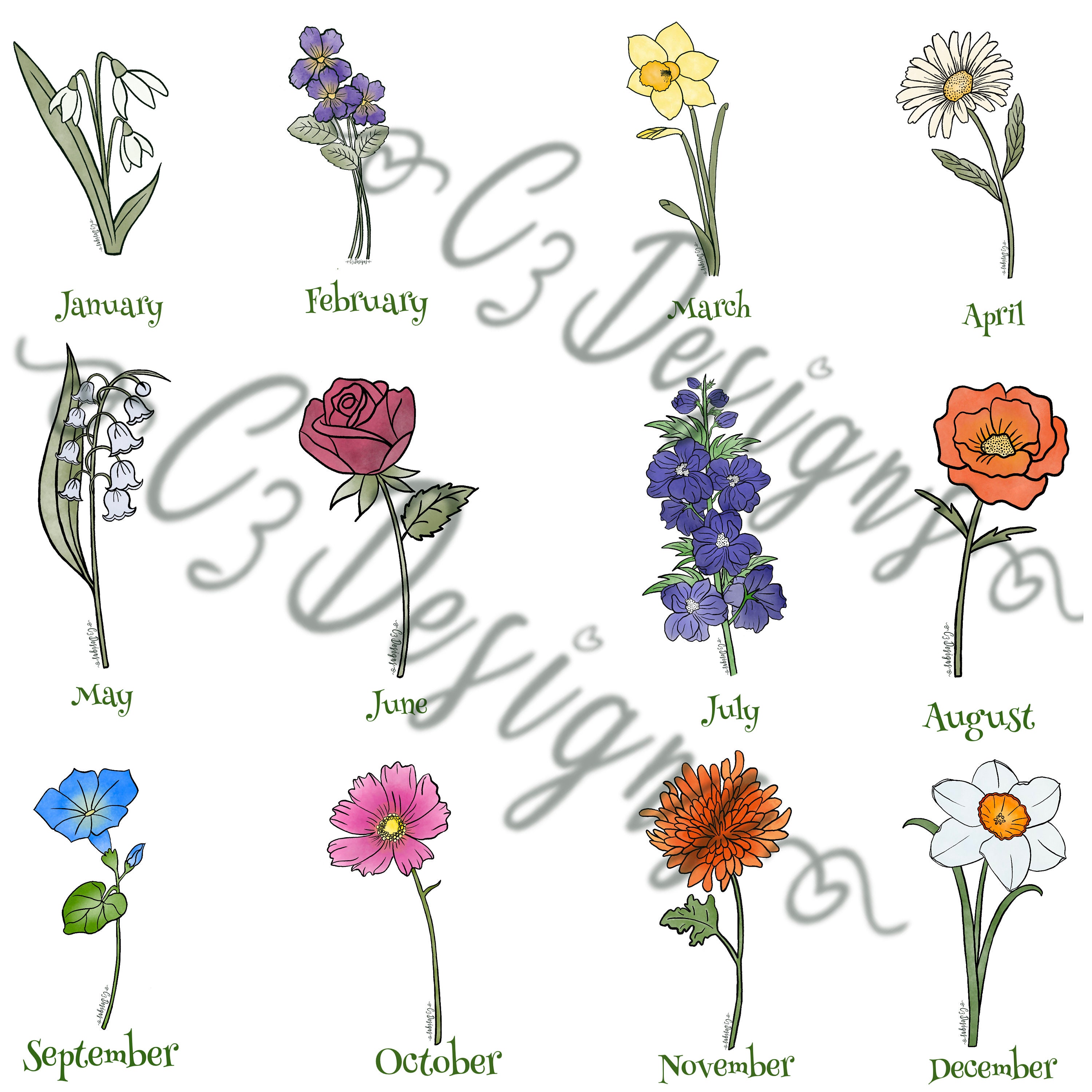 October Birth Flower Sticker Birth Month Decor Unique Vinyl Decal ...