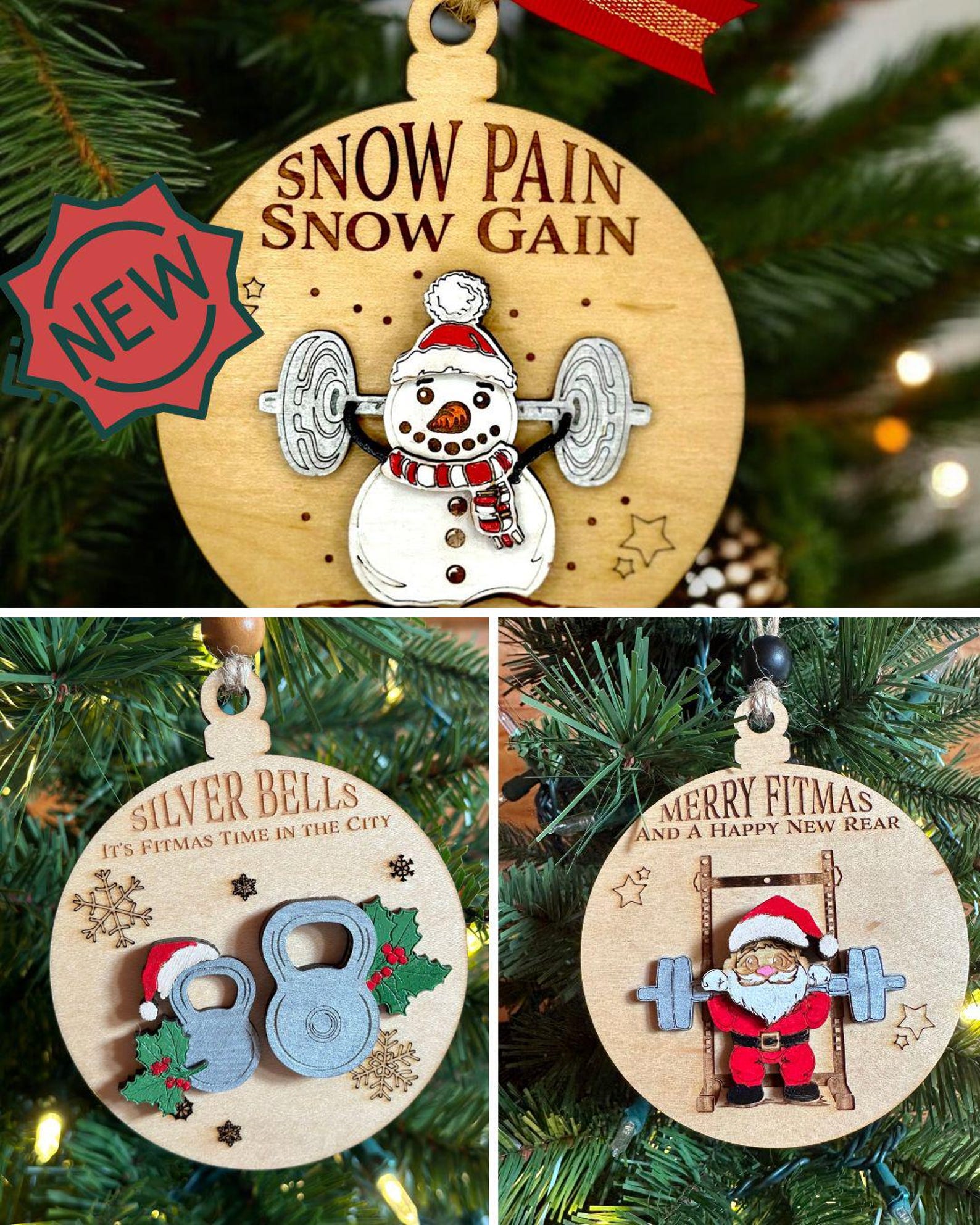 Fitness Christmas Ornaments - Fitmas Gym Holiday Decor - Workout Gift ...
