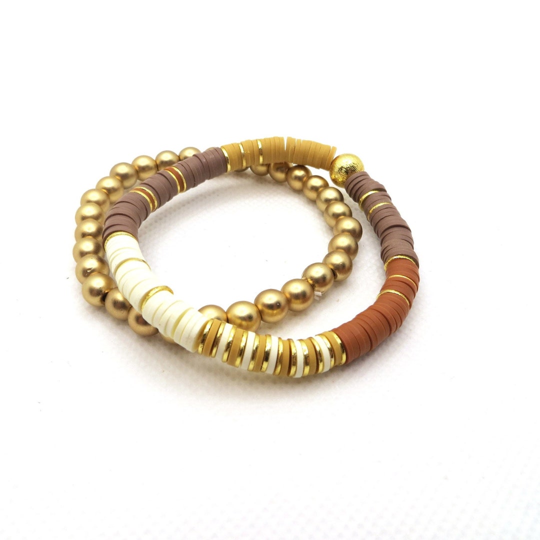 Classic Collection | Blanc Stack | Heishi Bracelet | Brushed Gold ...