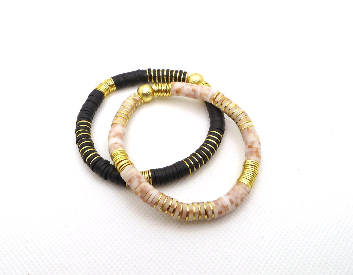 Classic Collection | Luxe Stack | Heishi Bracelet | Brushed Gold ...