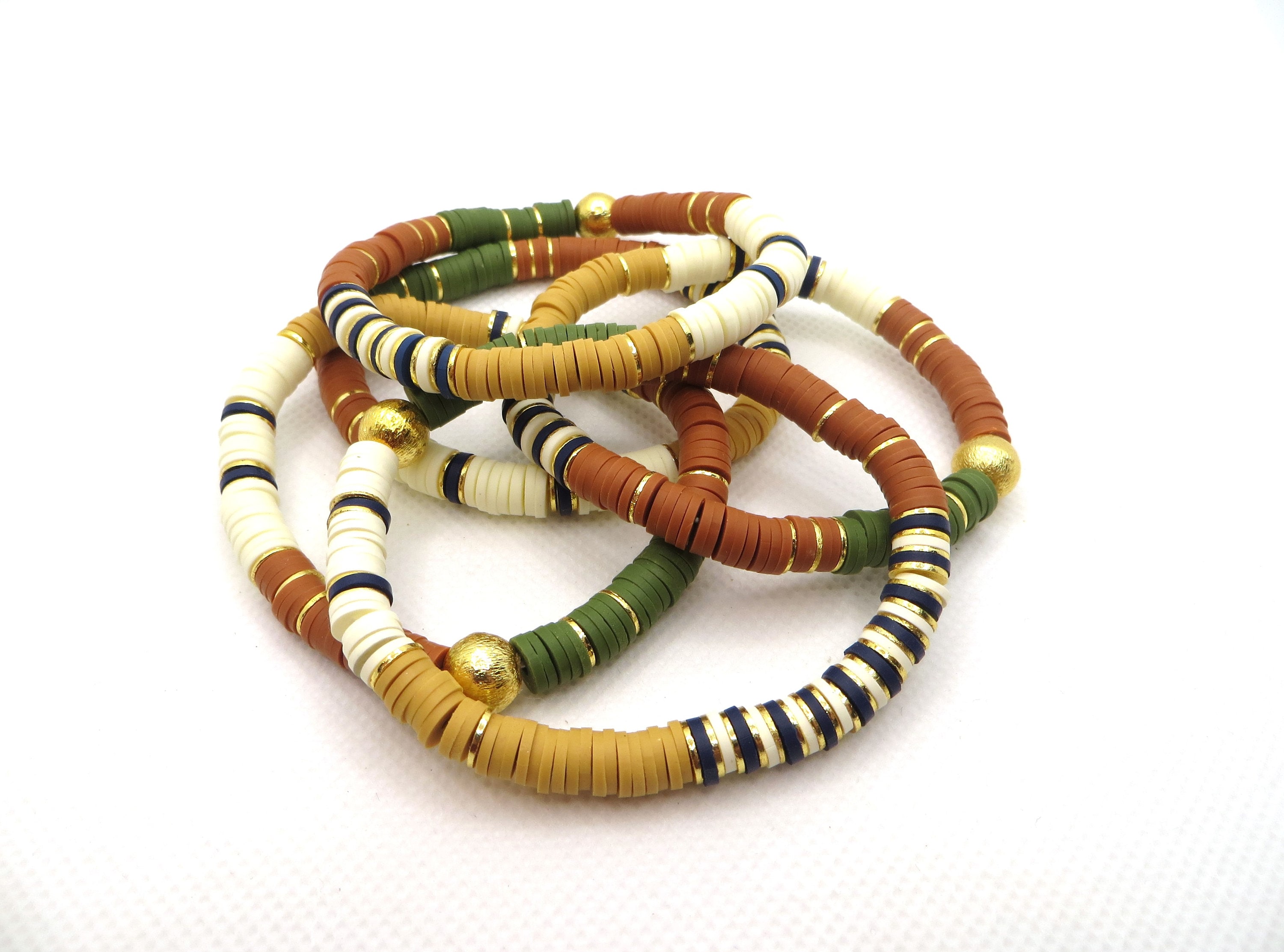 Classic Collection | Vine Stack | Heishi Bracelet | Brushed Gold ...