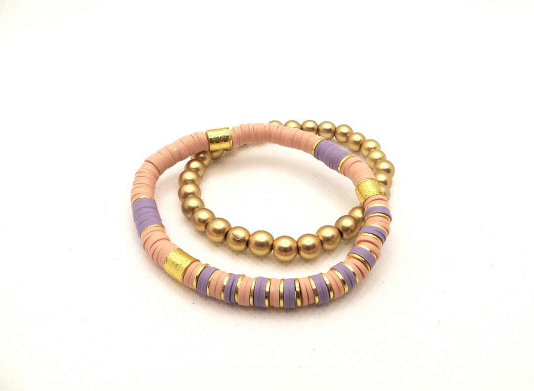 SPRING EDIT | Bloom Stack | Heishi Bracelet | Brushed Gold | Custom ...