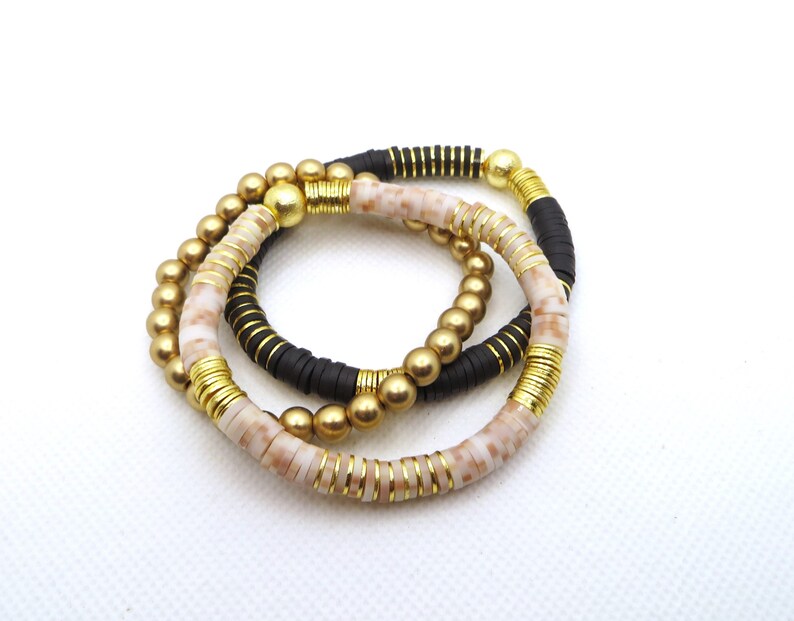 Classic Collection Luxe Stack Heishi Bracelet Brushed - Etsy