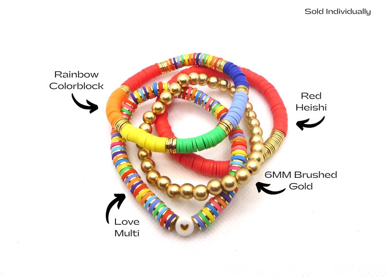 Classic Collection Pride Stack Heishi Bracelet Brushed - Etsy