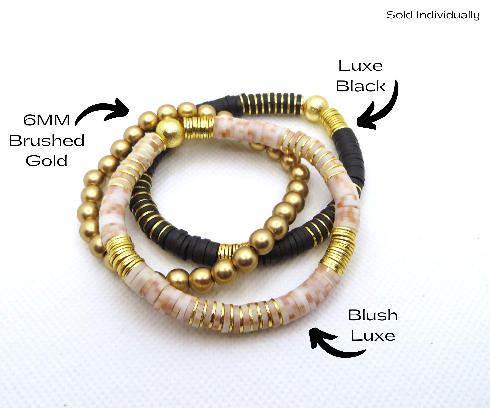 Classic Collection | Luxe Stack | Heishi Bracelet | Brushed Gold ...