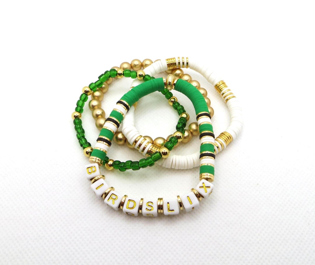 Team Collection | EAGLES Champion Stack | 18k Heishi Bracelet | Brushed ...