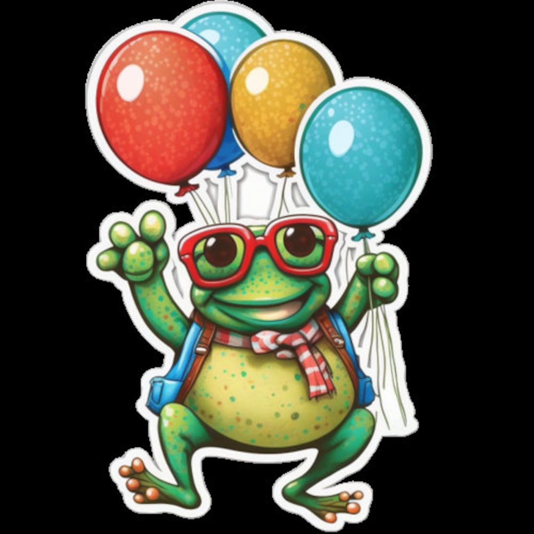 Happy Frog With Balloons and Jumping - Etsy