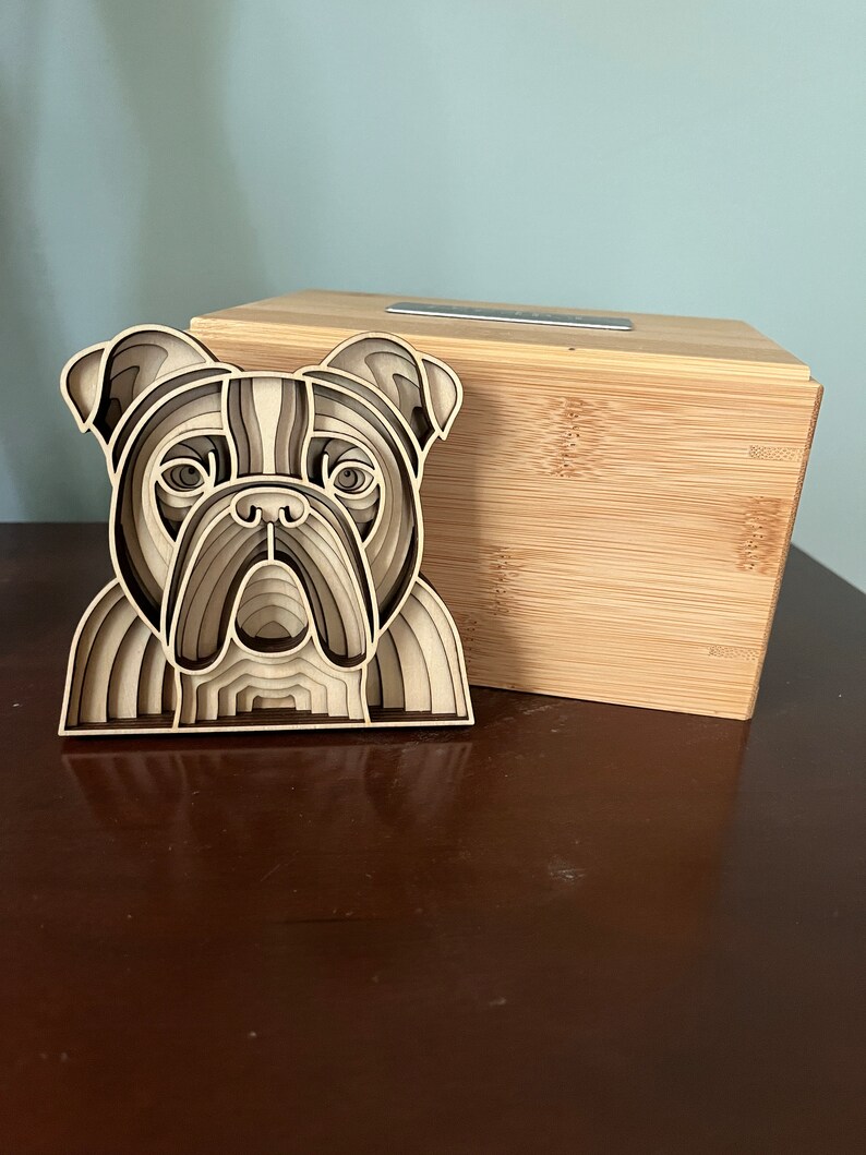 Bulldog 3D Wooden Mandala Head, Bulldog Decor, Pet Portrait, Pet Memorial, Dog Memorial, 4 Dog ...
