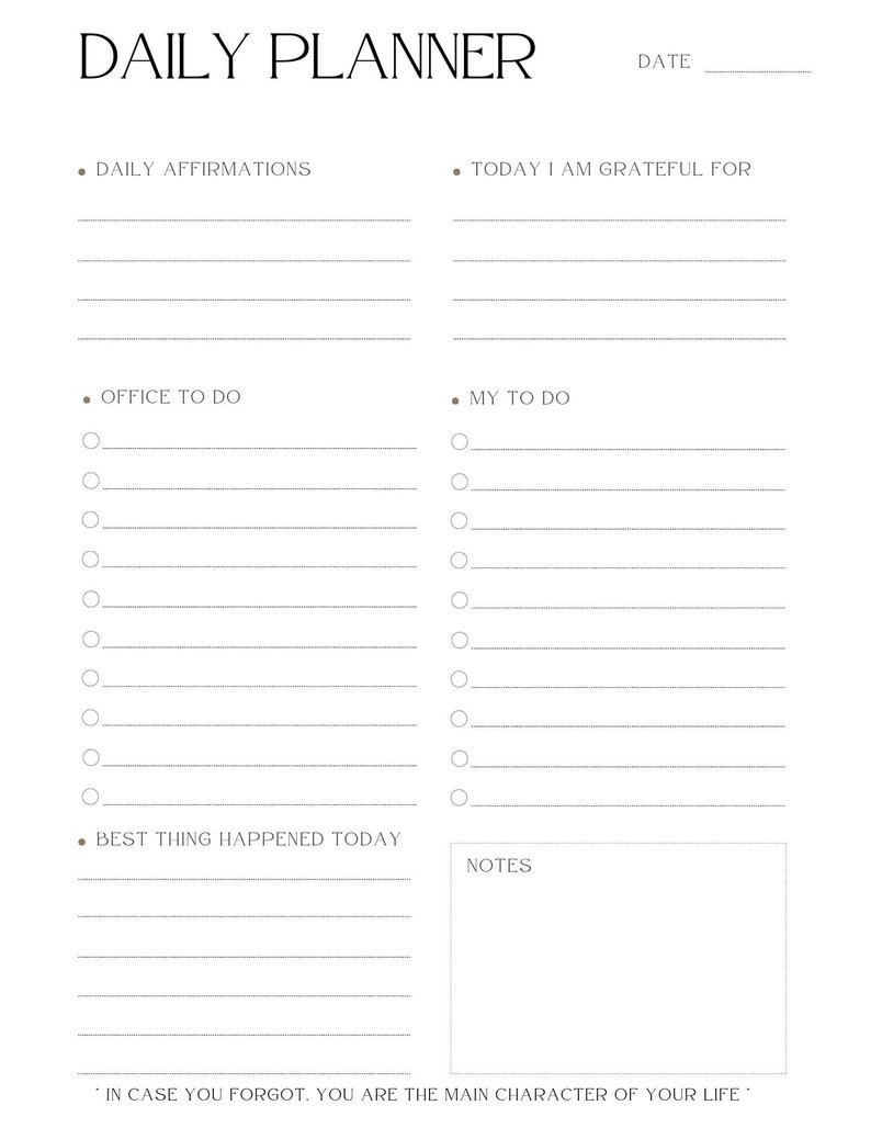 Daily Planner Printable / Planner Undated / Daily Planner, Letter ...