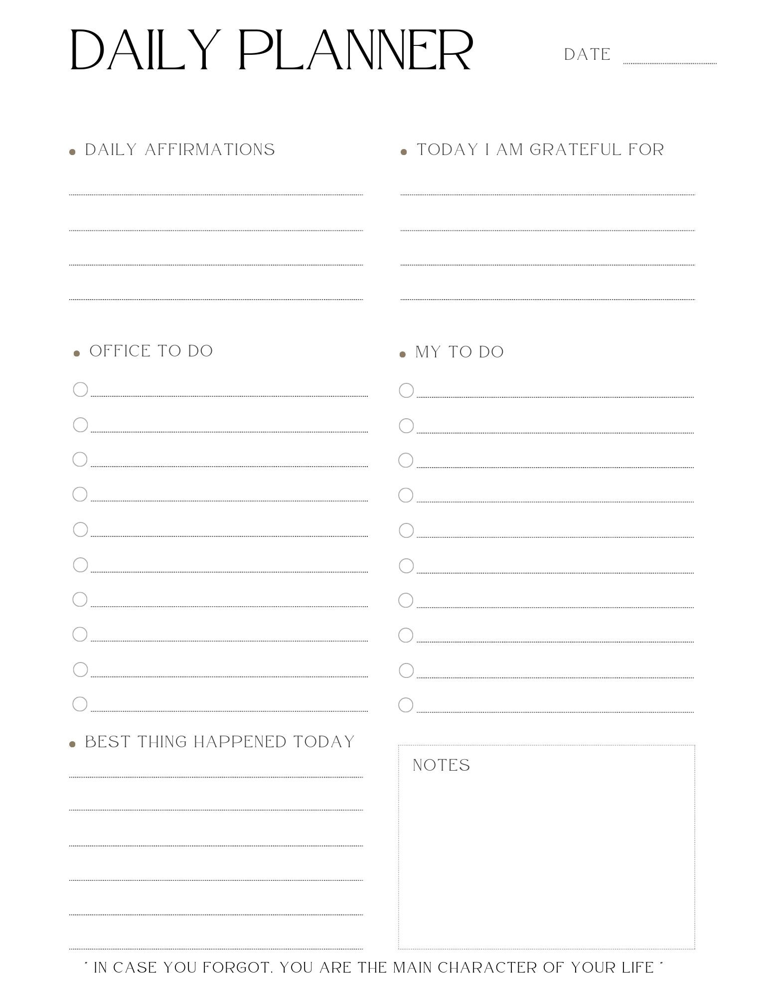 Daily Planner Printable / Planner Undated / Daily Planner, Letter ...