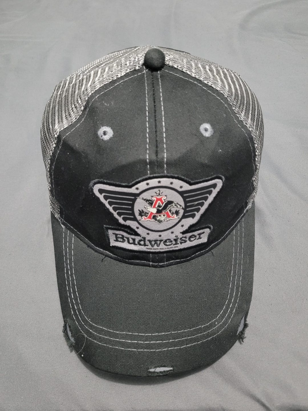 Budweiser Snapback Trucker Style Hat Mesh Back Black & Gray Bud Beer - Etsy