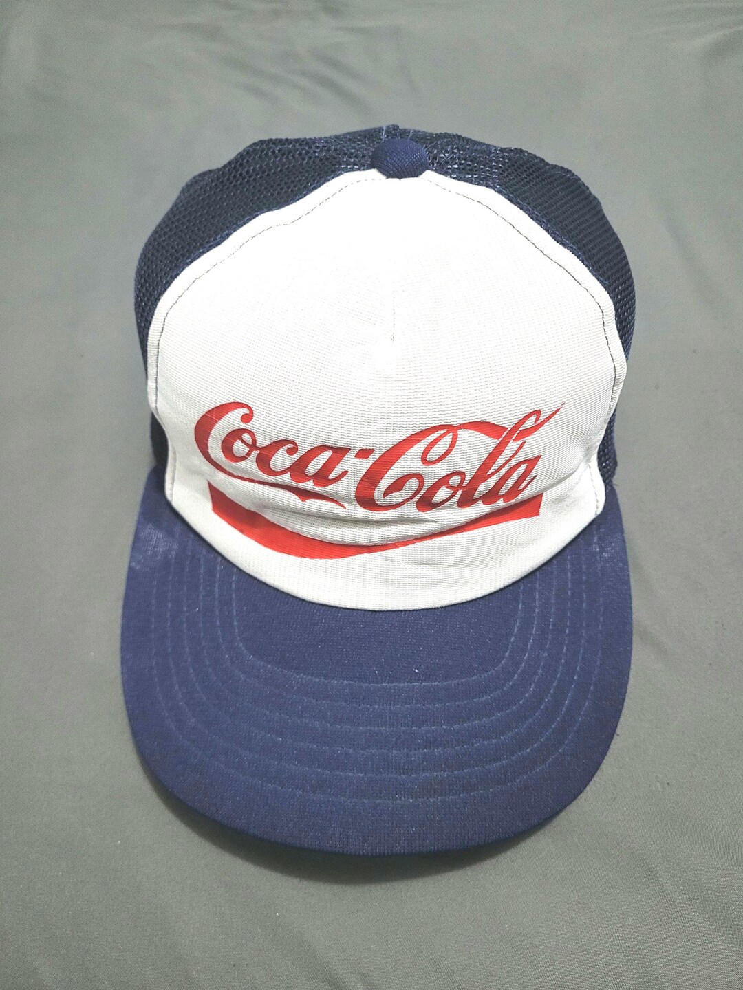 Vintage 1980's Coca-cola Hat Coke Advertising Snapback White Blue ...