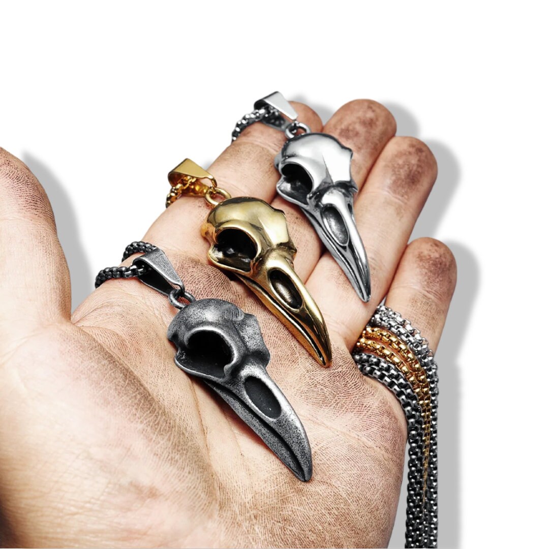 Crow Bird Necklace, Viking Bird Skull , War Pendants , Chain Pendants ...