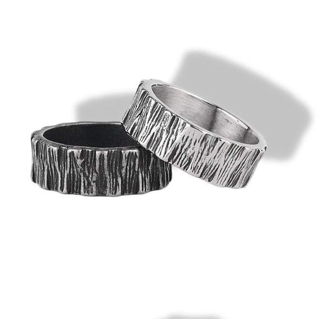 Simple Vintage Black Round Stripe Ring , Grid Weave Ring ,stainless ...