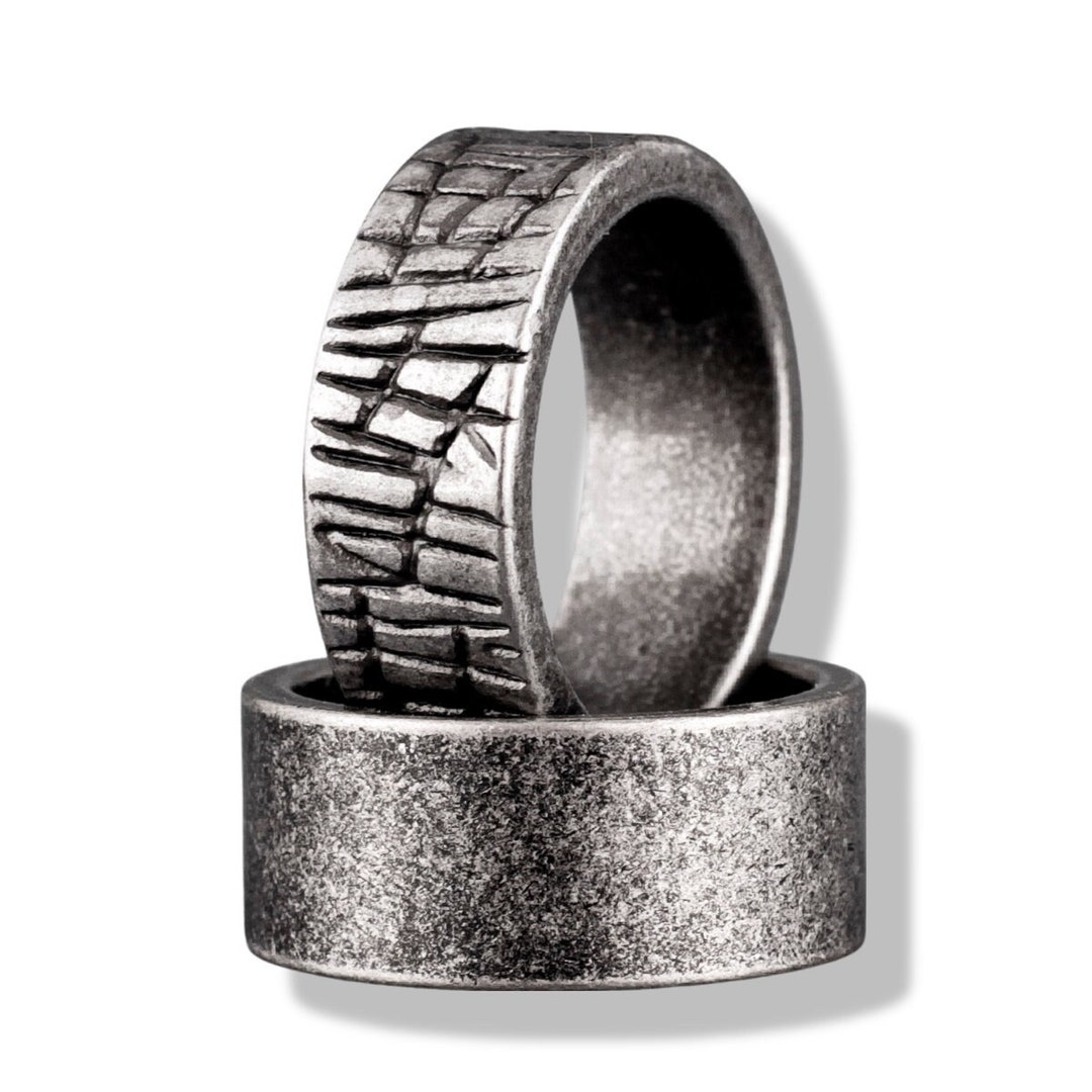 Trendy Minimalist Men Ring Hammered Ring Heavy Rings Band Ring Promise ...