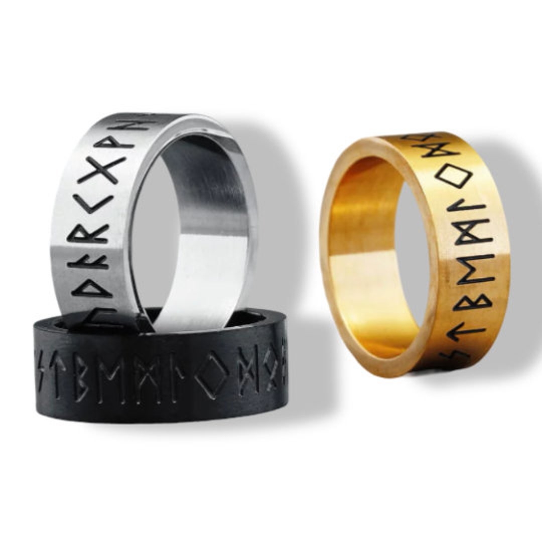 Viking Runes Rings, Simple Retro Unique Viking Rune Spin Stainless ...