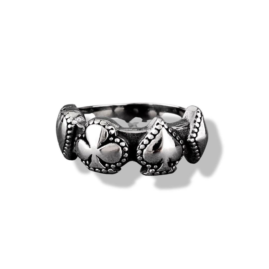 Poker Ring |ace of Spades Stainless Steel| Good Luck Poker Hearts ...