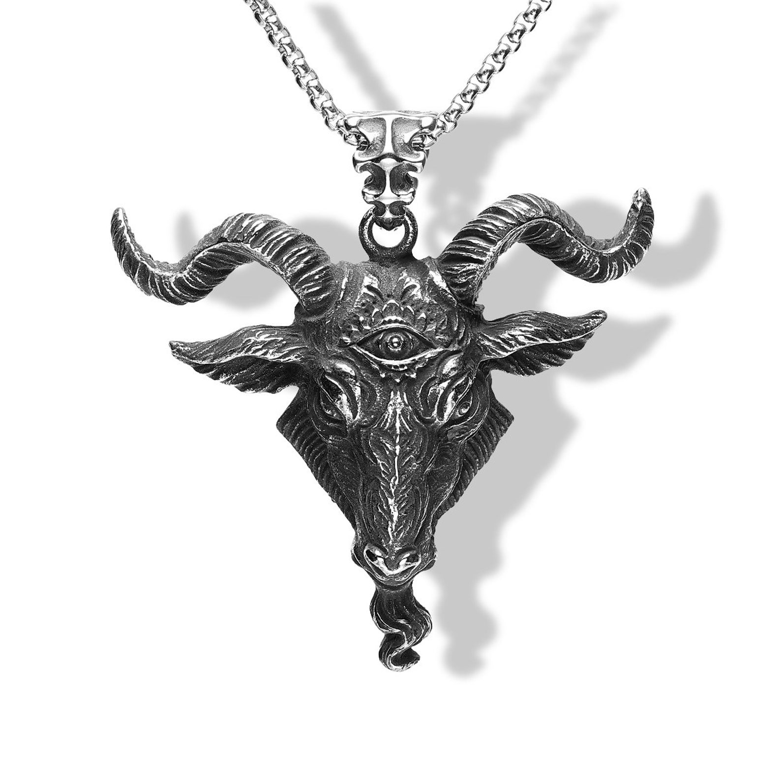 Ram Goat Pendant Long Necklaces , Goat Pendant , Retro Stout Horn ...