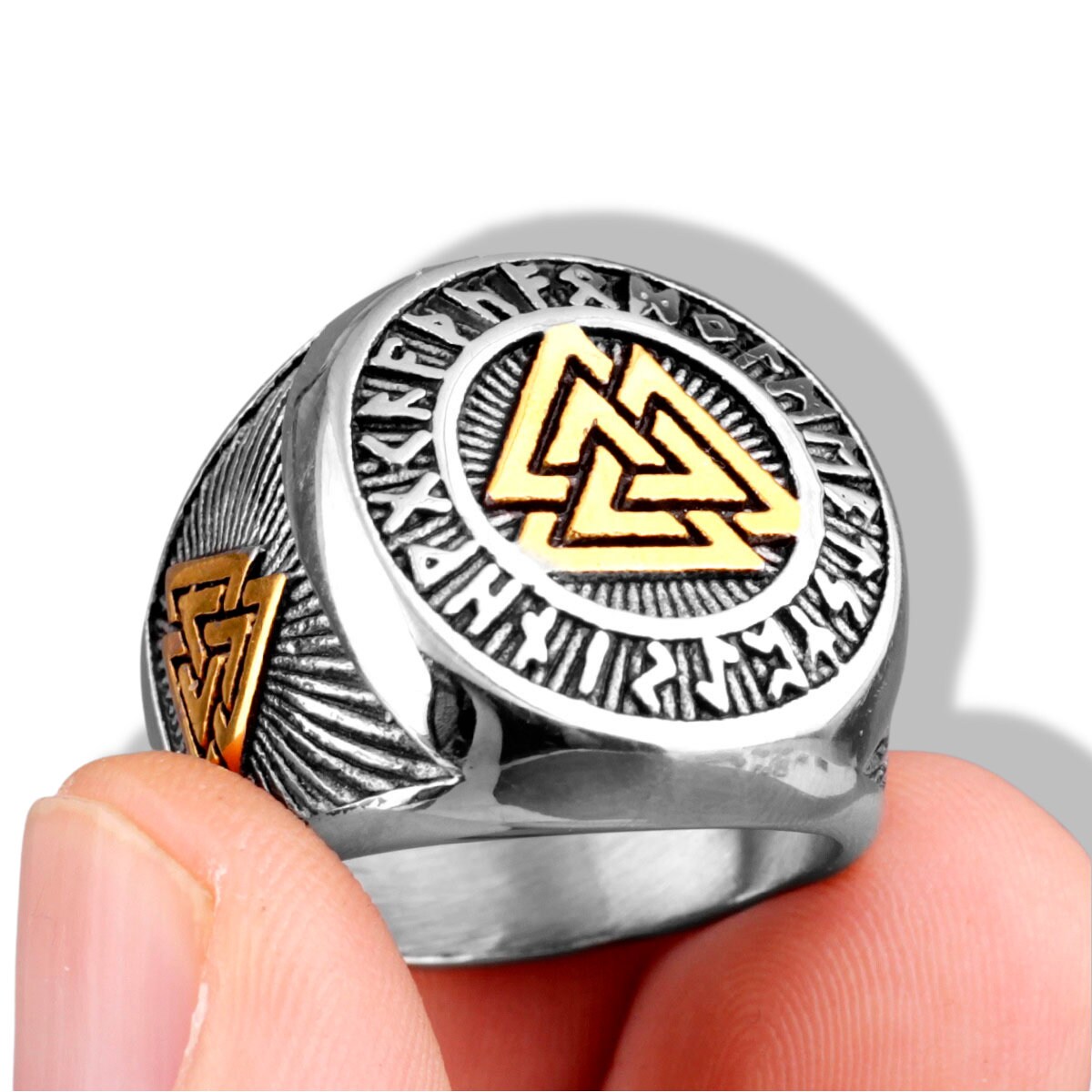 Nordic Mythology Viking Odin Symbols Stainless Steel Ring Nordic Ring ...