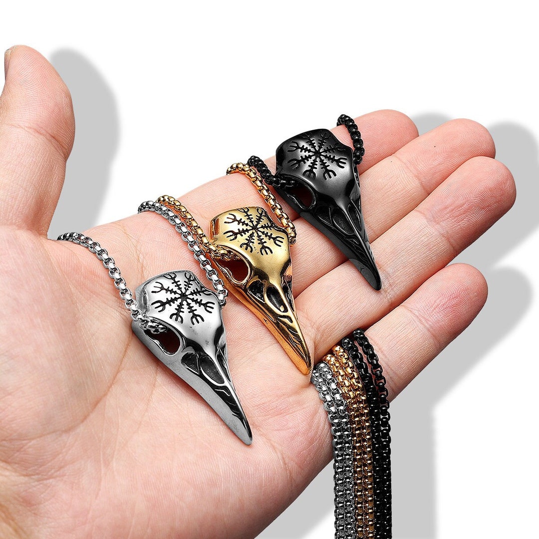 Crow Bird Necklace, Viking War Bird Skull Pendants , Chain Pendants ...