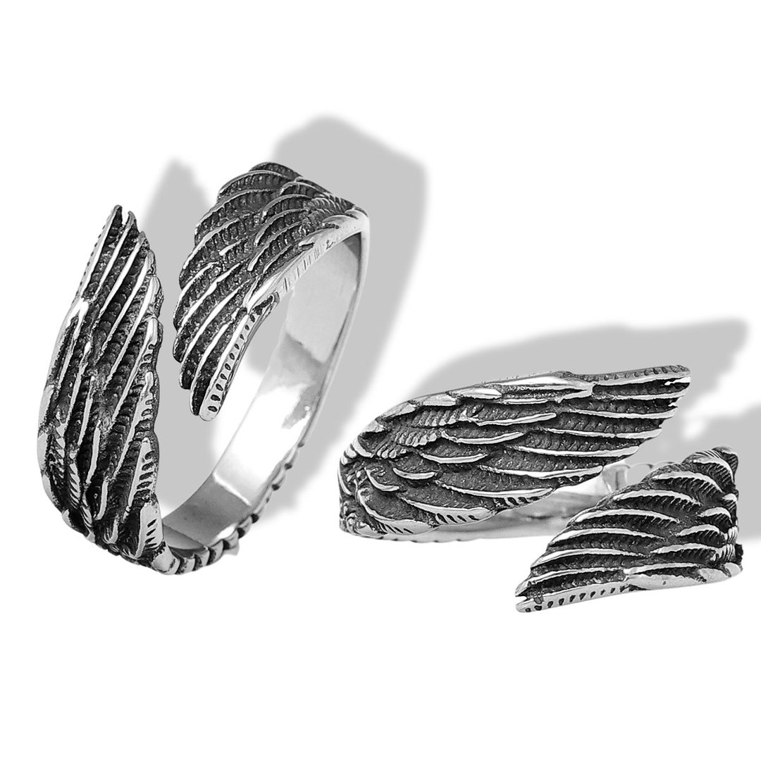 Angel Wings Rings Men Women Rings Stainless Steel Ring With Angel Wings ...
