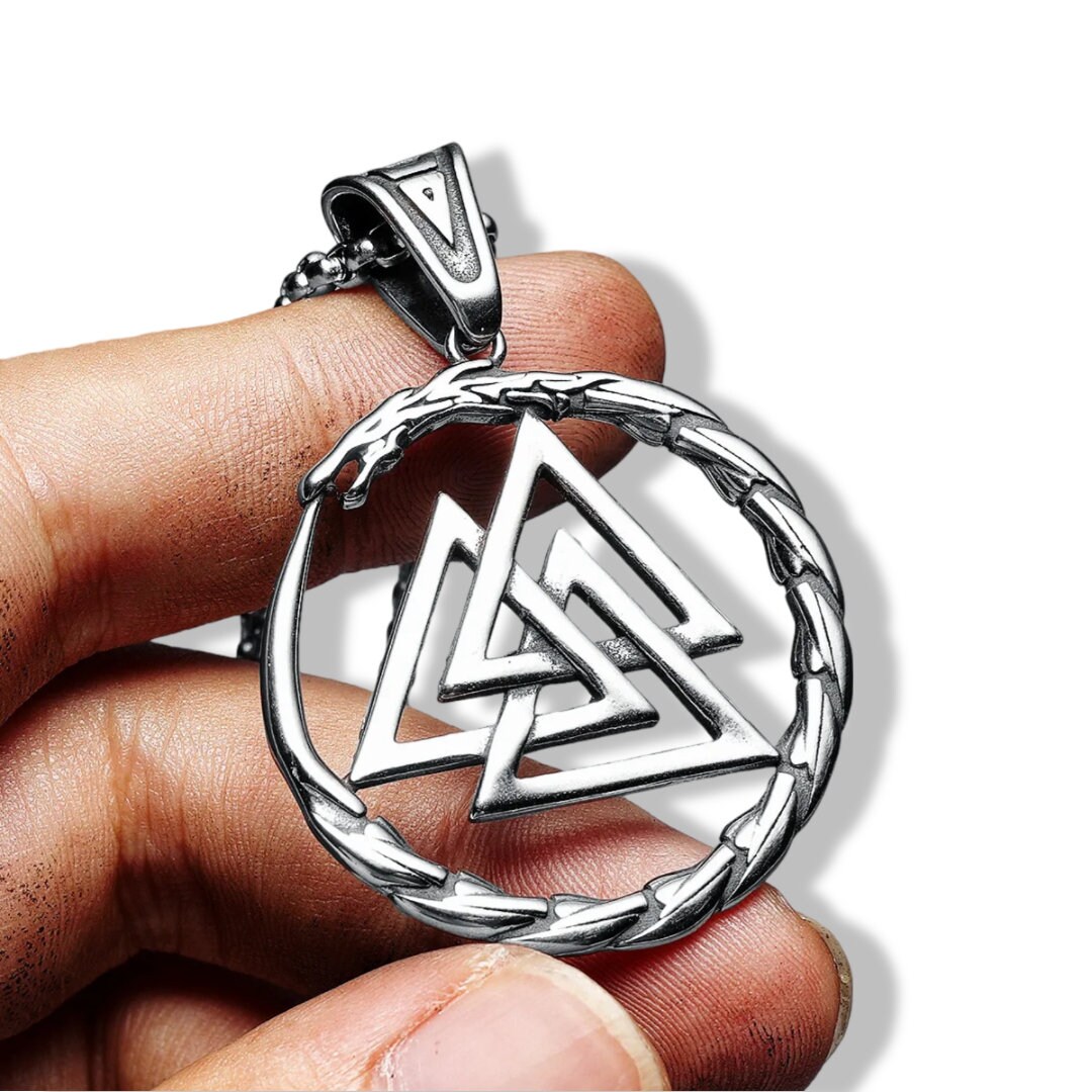 Triangle Viking Pirate Runes Men Necklaces Pendant Stainless Steel Long ...
