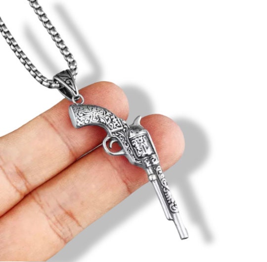Revolver Necklace Retro Pistol Long Necklaces Pendants Chain Hip Hop ...