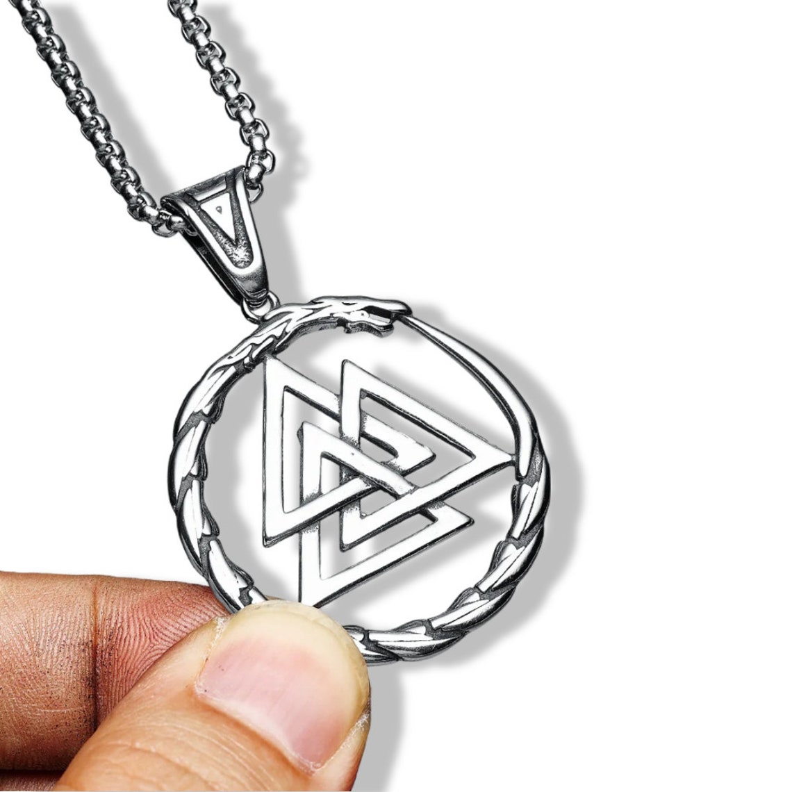 Triangle Viking Pirate Runes Men Necklaces Pendant Stainless Steel Long ...
